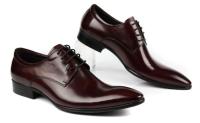 China Oxford Style Mens Leather Dress Shoes Dark Red / Black Lace Up Dress Shoes for sale