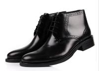 China Full Grain Leathe Mens Ankle Boots  Round Toe Brown / Black Army Style Boots for sale