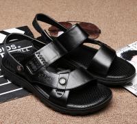 China Summer Mens Genuine Leather Sandals , Brown Mens Custom Leather Sandals for sale