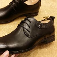 China Italian Genuine Leather Mens Shoes For Wedding , Black Formal Shoes With Laces for sale