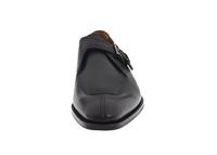China Black Genuine Leather Handmade Monk Strap Shoes , Mens Monk Strap Brogue Dress Shoes for sale
