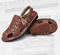 China Comfortable Handmade Leather Sandals Summer Brown Flat Platform Sandals for sale