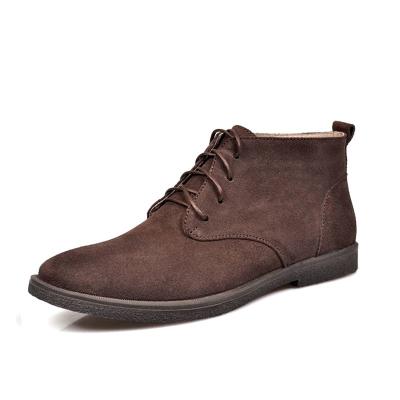 China Square Heel Brown Suede Desert Ankle Boots Round Toe Luxury Brand Vintage Footwear for sale
