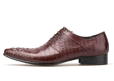 China Burnished Leather Men'S Wedding Dress Shoes Low Heel Mens Brown Oxford Shoes for sale