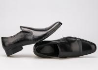 China Formal Business Men'S Wedding Dress Shoes Wear Resistant Flat Black Leather Slip On Shoes for sale