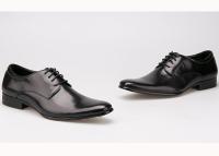 China Cow Leather Upper Lace Up Derby Shoes , Flat Heel Soft Mens Black Formal Shoes for sale