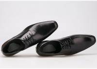 China Cow Leather Upper Lace Up Derby Shoes , Flat Heel Soft Mens Black Formal Shoes for sale