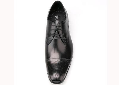 China Lace - Up Mens Leather Dress Shoes Waterproof British Style Mens Black Brogue Shoes for sale