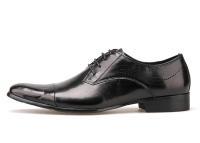 China Lace - Up Mens Leather Dress Shoes Waterproof British Style Mens Black Brogue Shoes for sale