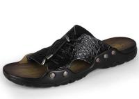 China Beach Mens Leather Summer Slippers , Custom Split Leather Shoes for sale