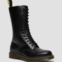 China Round Toe Women'S Leather Boots Black Military Style Boots For Leisure / Business for sale