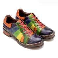 China Casual Hand Polished Rainbow Flat Shoes Classic Ladies Leather Dress Shoes for sale