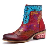 China Vintage Genuine Leather Cowgirl Boots , Women Leather Ankle boots Big Size for sale