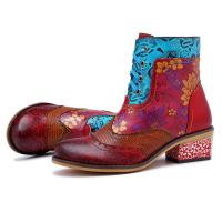 China Vintage Genuine Leather Cowgirl Boots , Women Leather Ankle boots Big Size for sale