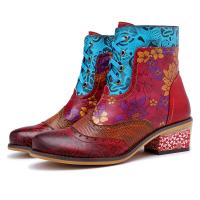 China Vintage Genuine Leather Cowgirl Boots , Women Leather Ankle boots Big Size for sale