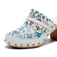 China Colorful Bohemian Mules Platform Block Heel Sandals Leather Clogs Shoes for sale