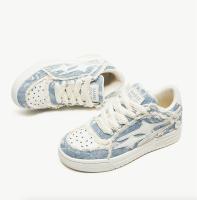 China Custom Women Leather Sneaker Round Toe Canvas Denim Sneakers for sale