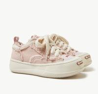 China White / Black Breathable Trainers Ladies Canvas Sneakers Round Toe for sale