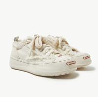 China White / Black Breathable Trainers Ladies Canvas Sneakers Round Toe for sale
