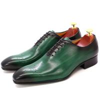 China Retro Vintage Mens Leather Dress Shoes , Men Leather Lace Up Brogue Shoes for sale