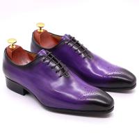 China Retro Vintage Mens Leather Dress Shoes , Men Leather Lace Up Brogue Shoes for sale