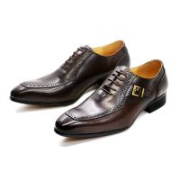 China Embossing Patent Leather Men Formal Dress Shoes Brown ODM approved for sale