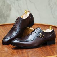 China Embossing Patent Leather Men Formal Dress Shoes Brown ODM approved for sale