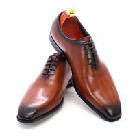 China Genuine Leather Men's Dress Shoes Italy Stylish Black / Brown Business Shoes for sale