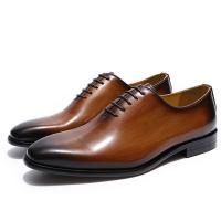 China Genuine Leather Men's Dress Shoes Italy Stylish Black / Brown Business Shoes for sale