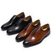 China Genuine Leather Men's Dress Shoes Italy Stylish Black / Brown Business Shoes for sale