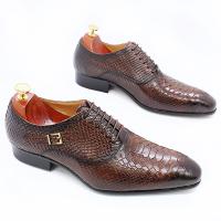 China Mens Patent Leather Shoes Low Heel Mens Pointed Toe Dress Shoes With Faux Snake Pattern for sale