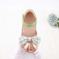 China Leather Girls School Shoes Round Toe TPR Sole With Bow Tie for sale