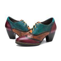 China Retro Style Women'S Dress Shoes Leather Ladies Lace Up Shoes With Rubber Outsole for sale