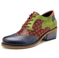 China Fashion Women's Dress Shoes Pointed Toe Wingtip Colorful Leather Vintage Shoes for sale