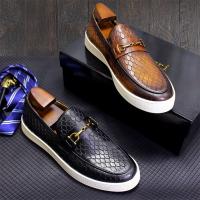 China All Seasons Mens Slip On Sneakers Genuine Leather Flat Boat Shoes For Leisure for sale