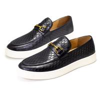 China All Seasons Mens Slip On Sneakers Genuine Leather Flat Boat Shoes For Leisure for sale