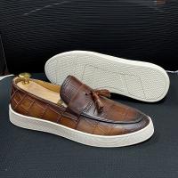 China Low Heel Mens Slip On Tassel Shoes Black / Brown Men Genuine Leather Casual Shoes for sale