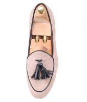 China Suede Tassel Mens Velvet Slippers , Banquet Mens Velvet Smoking Slippers for sale