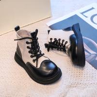 China Durable Boys Leather School Shoes Round Toe and Laces for Added Comfort for sale