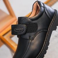 China 26-45 Black Leather School Shoes with Flat Heel and Laces Made for sale