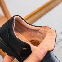 China 26-45 Black Leather School Shoes with Flat Heel and Laces Made for sale
