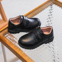 China 26-45 Black Leather School Shoes with Flat Heel and Laces Made for sale