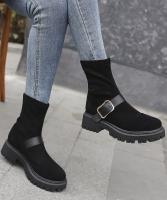 China Made in Italy Women's Leather Boots with Genuine Leather Upper and Low Heel Height for sale
