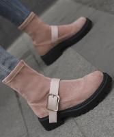China Made in Italy Women's Leather Boots with Genuine Leather Upper and Low Heel Height for sale