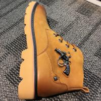China OEM Mens Leather Casual Boots For Motorcycle , Platforms Heel High Top Slip On Sneakers for sale