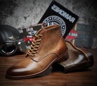 China Autumn Winter Mens Leather Dress Boots High Top Leather Boots Cotton - Padded With Plush for sale