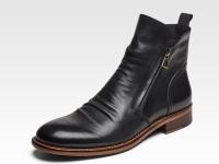 China Round Toe Mens Ankle Boots Lace Up Genuine Leather Vintage Pointed Toe Boots for sale