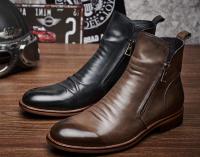 China Round Toe Mens Ankle Boots Lace Up Genuine Leather Vintage Pointed Toe Boots for sale