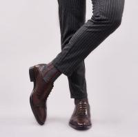 China Lace Up Mens Pointed Toe Dress Shoes Autumn Mens Brown Brogue Shoes For Wedding for sale