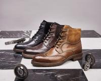 China Pointed Toe Mens Brown Leather Chelsea Boots , Leather Lace Up Ankle Boots For Party for sale